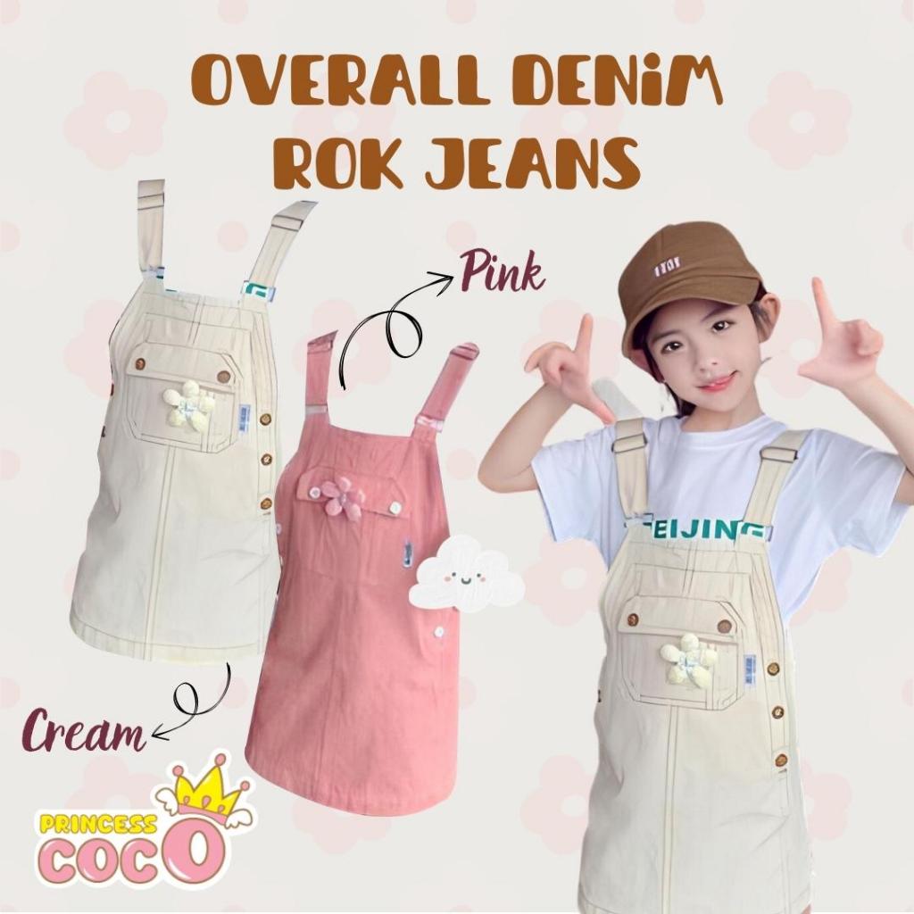 [PRINCESS COCO] 2-12 Years Children's Overalls Denim Jeans Flowers Sweet Korean style Women's ...