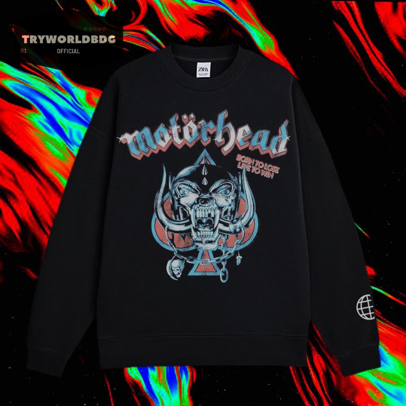 TRYWORLDBDG OFFICIAL "MOTORHEAD" CREWNECK | SWEATER | HOODIE | BLACK ...