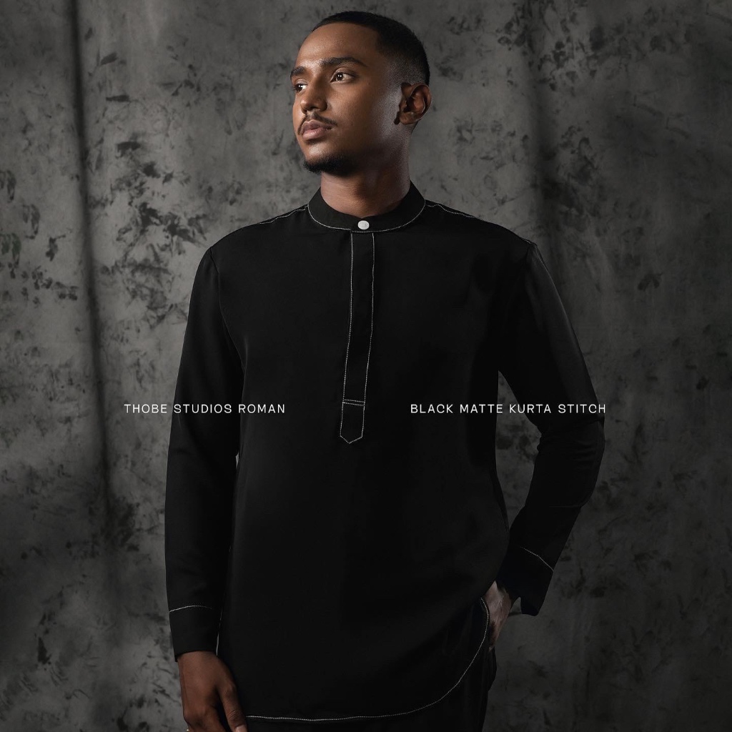 Thobe Studios Kurta Stitch Black Matte (Thobestudios Premium Slimfit ...