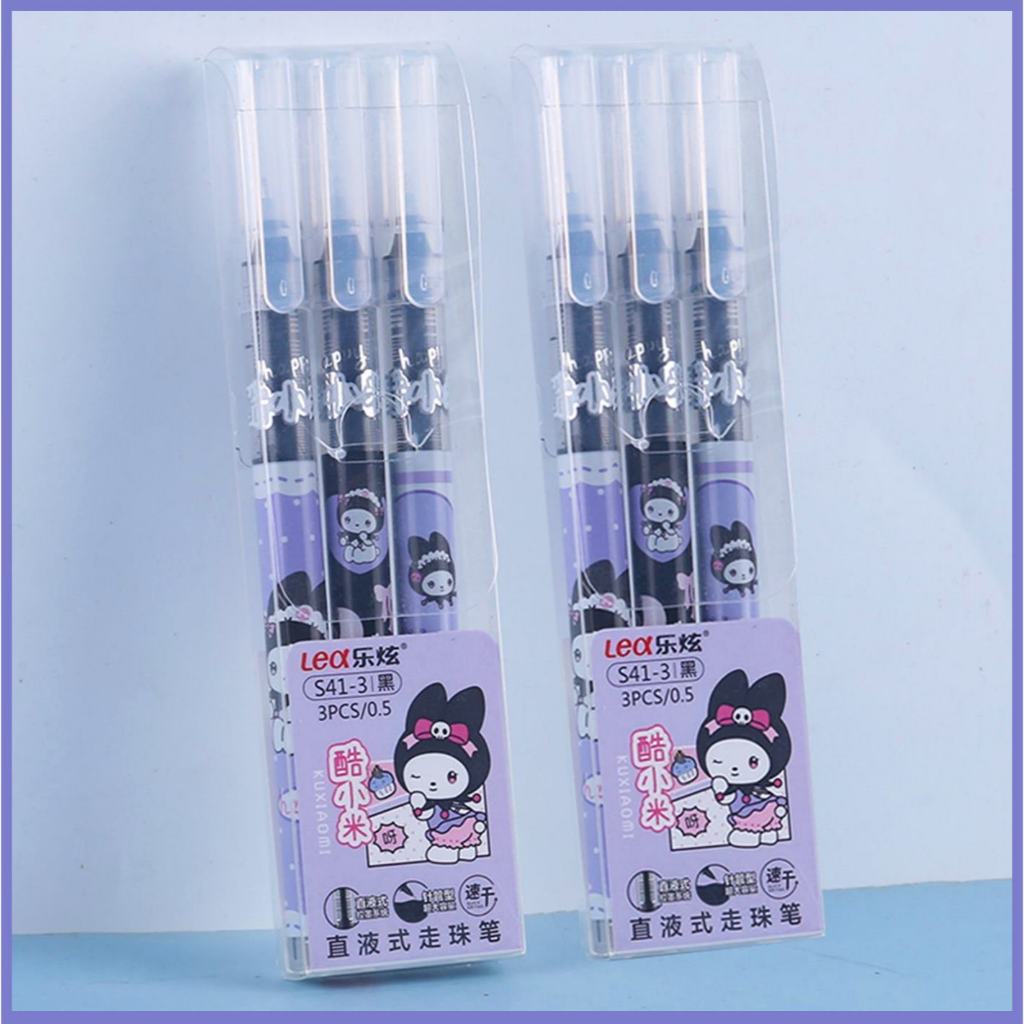 Fancy KUROMI Gel Pen 0.5mm 1pack contains 3 Black Inks/Gel Pens S41-3 ...