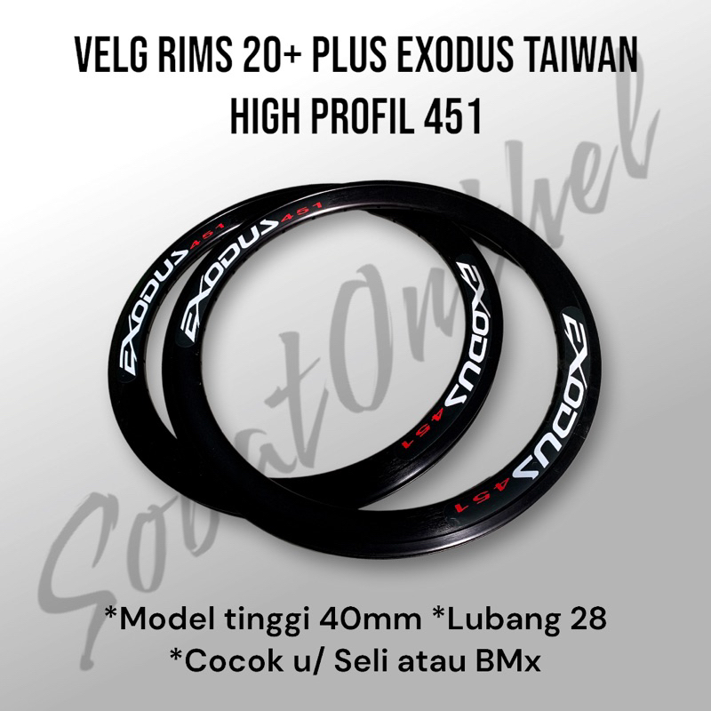 Rims Rims 20+ Plus Exodus High Profile Model 451 set of 2pcs | Shopee ...