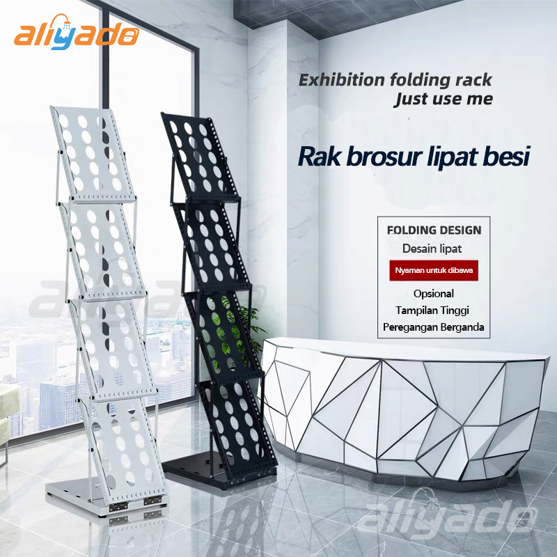 HITAM A4 Iron Brochure Rack (Four Layers) Black Color Folding Name ...