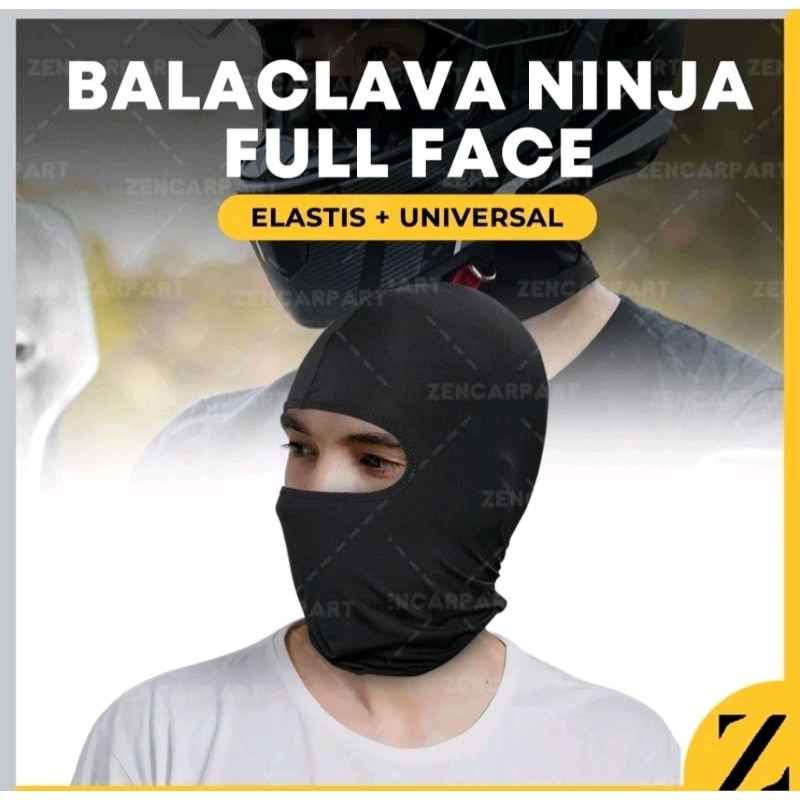 HITAM Buff Ninja Full Face Balaclava Spandex Mask Plain Black ...