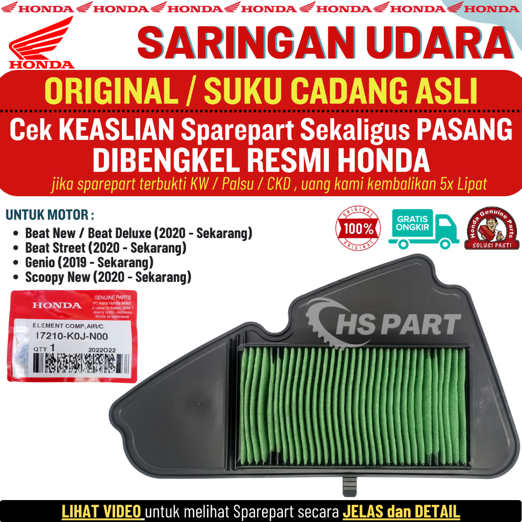 Beat Deluxe Air Filter Filter Ori Genio Beat New Beat Street K0J 2020 ...