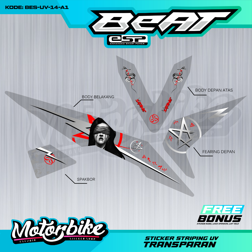 Transparent Striping Beat ESP/Beat Street ESP 110 Custom Lady Satanic ...