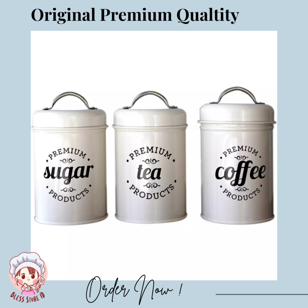 Canister Set 3 in 1 Aesthetic Sugar Tea Coffee Container Aesthetic ...