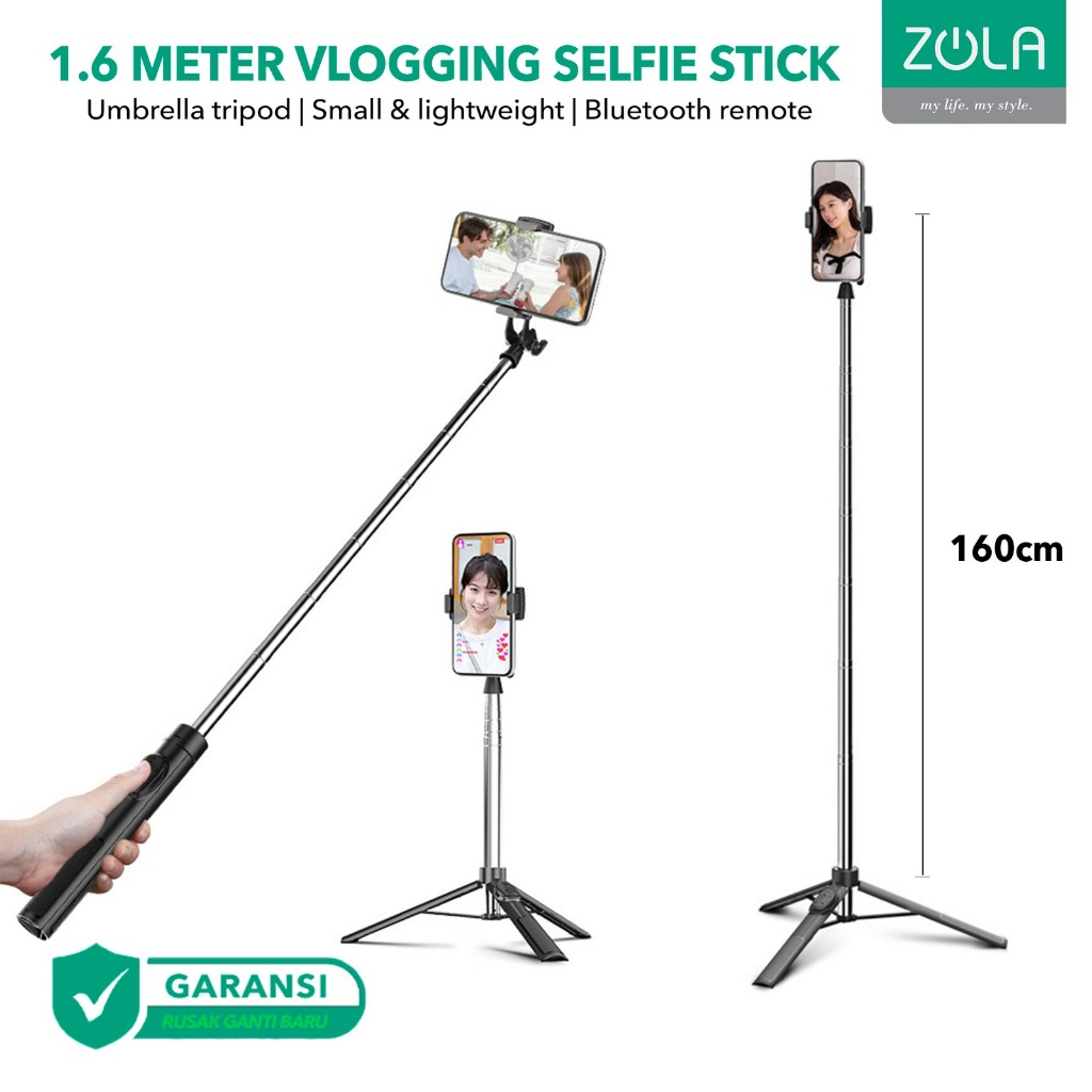 Zola Tripod 160CM Bluetooth Remote Selfie Stick Stand Holder | Shopee ...