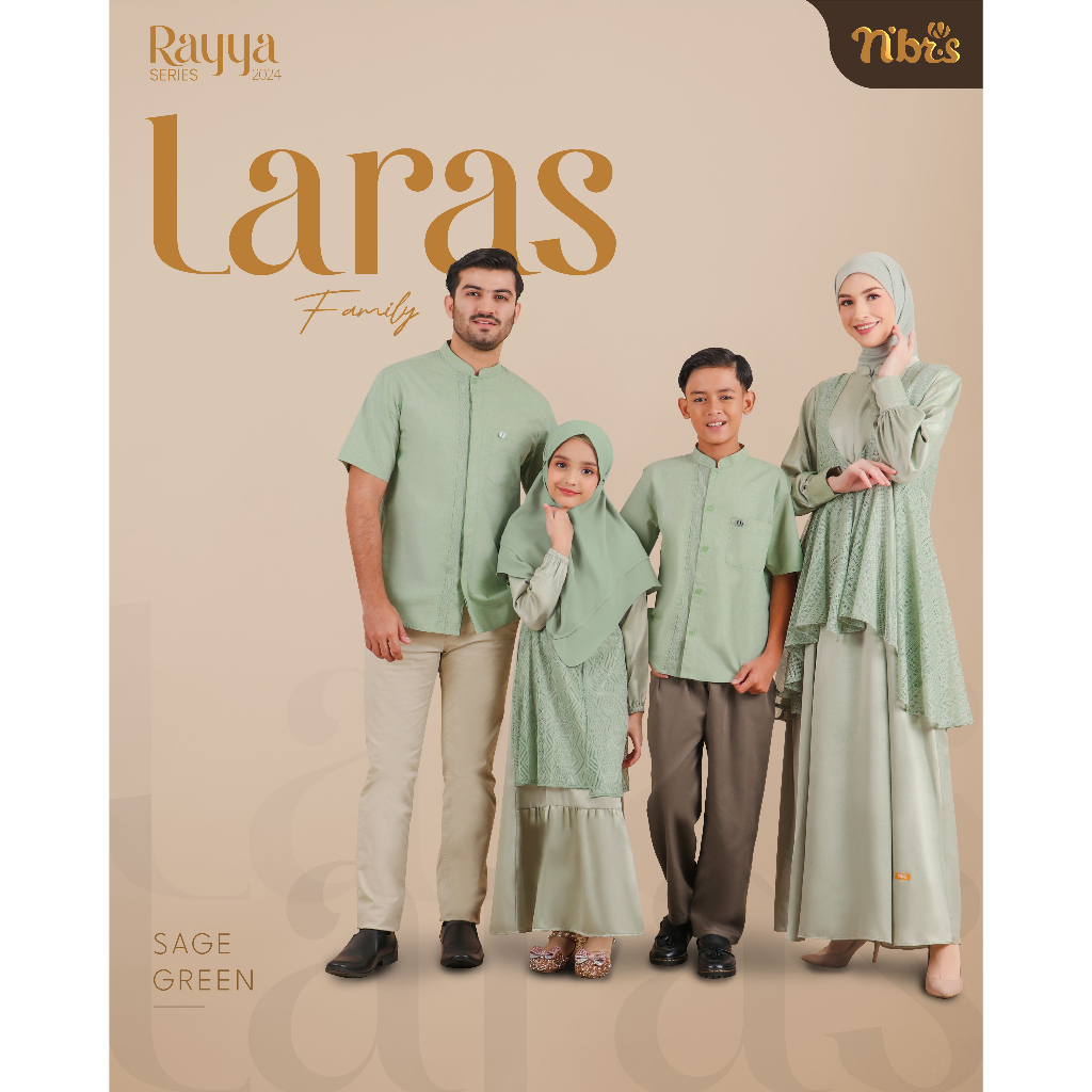Nibras Sarimbit Laras Sage Green Gamis for Women Koko Adults Modern ...