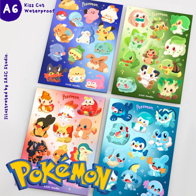 Pokemon baby | A6 waterproof stickersheet | Pikachu bulbasaur squishy ...