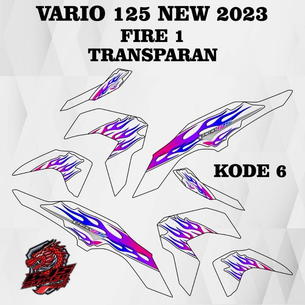 Honda vario 125 new 2023 FIRE 1 uv Transparent striping sticker ...