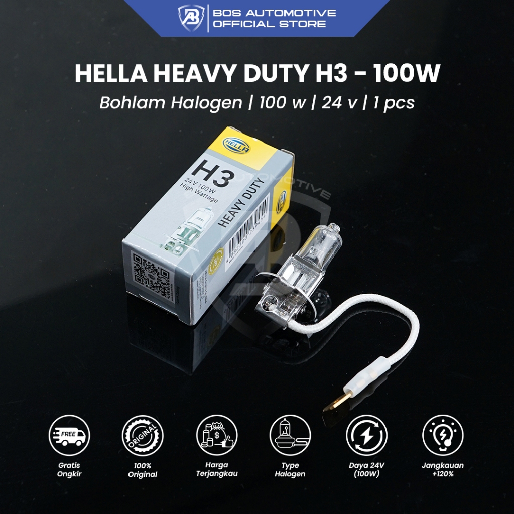 Original HELLA H3 P43T 24V 100W Halogen Car Foglamp Light Bulb | Shopee ...