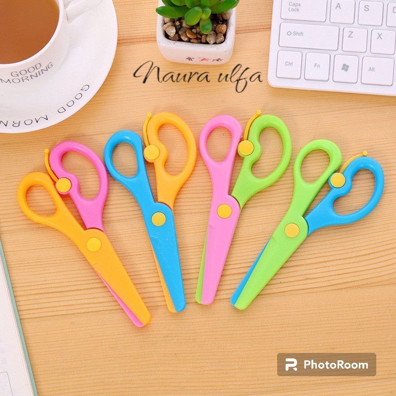 Children's Paper Scissors Solid Character Color Blunt Round Tip Safety ...