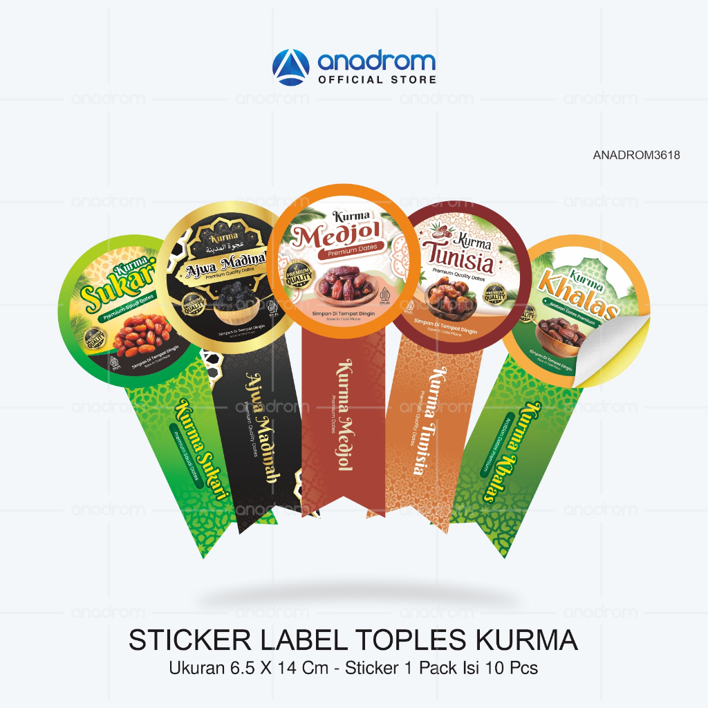 Date Ribbon Jar Label Sticker | Sukari Date Sticker, Khalas, Ajwa ...