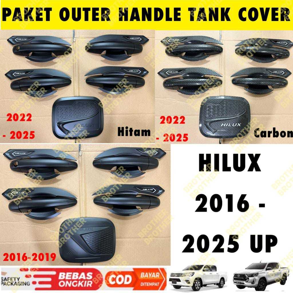 HITAM Outer Handle Tank Cover Package for All New Hilux 2016 2018 2024 ...