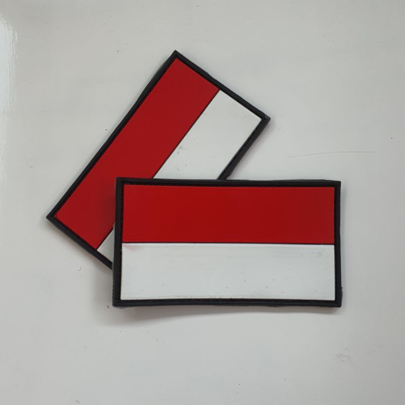 PUTIH MERAH Long red and white Indonesian flag logo rubber patch - velcro accessories rubber ...