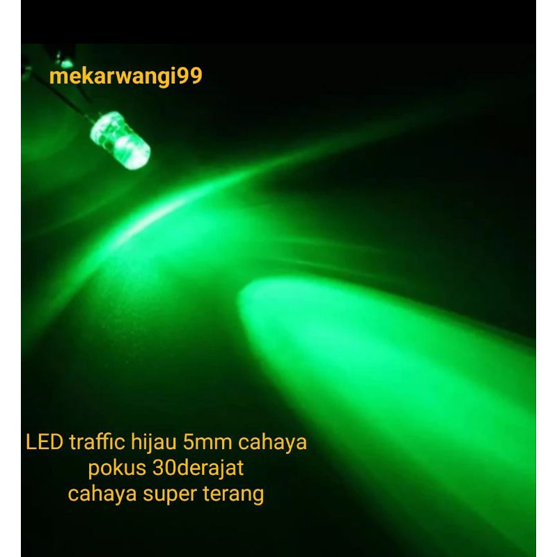 CAHAYA HIJAU Led traffic 5mm green HG brand pokus light (1000pcs ...