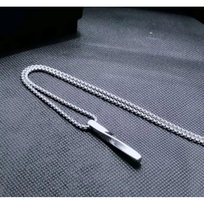 Rolo style necklace, stainless steel titanium thread block pendant ...