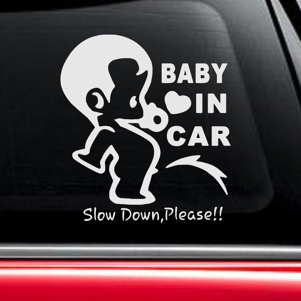 Cutting Car sticker Baby on Board pee pee Car sticker Glass body ...