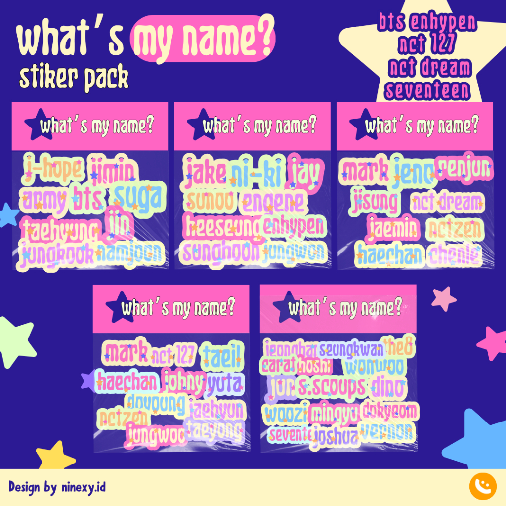 Sticker name kpop bts nct dream nct 127 seventeen enhypen/custom kpop ...