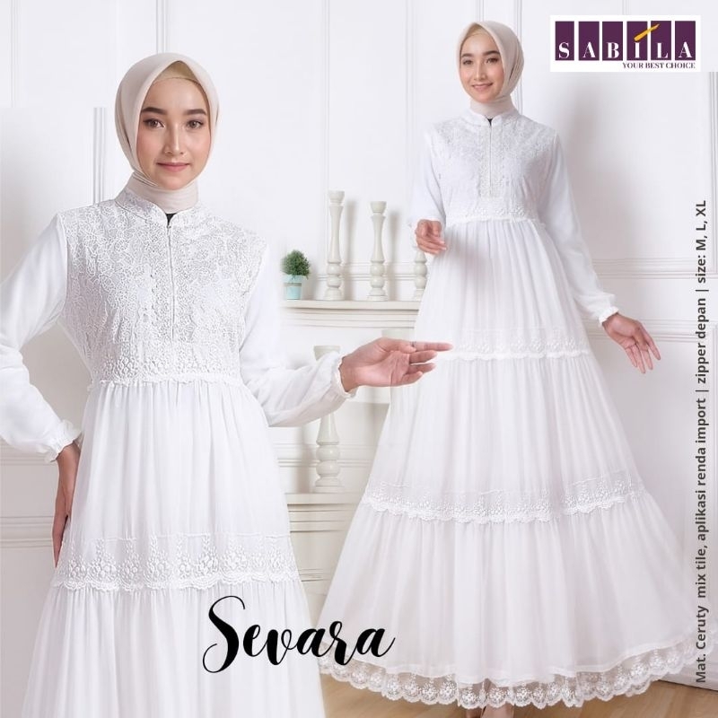 Sevara DRESS WHITE CERUTY BABYDOLL MIX LACE ORI BY SABILA | Shopee ...
