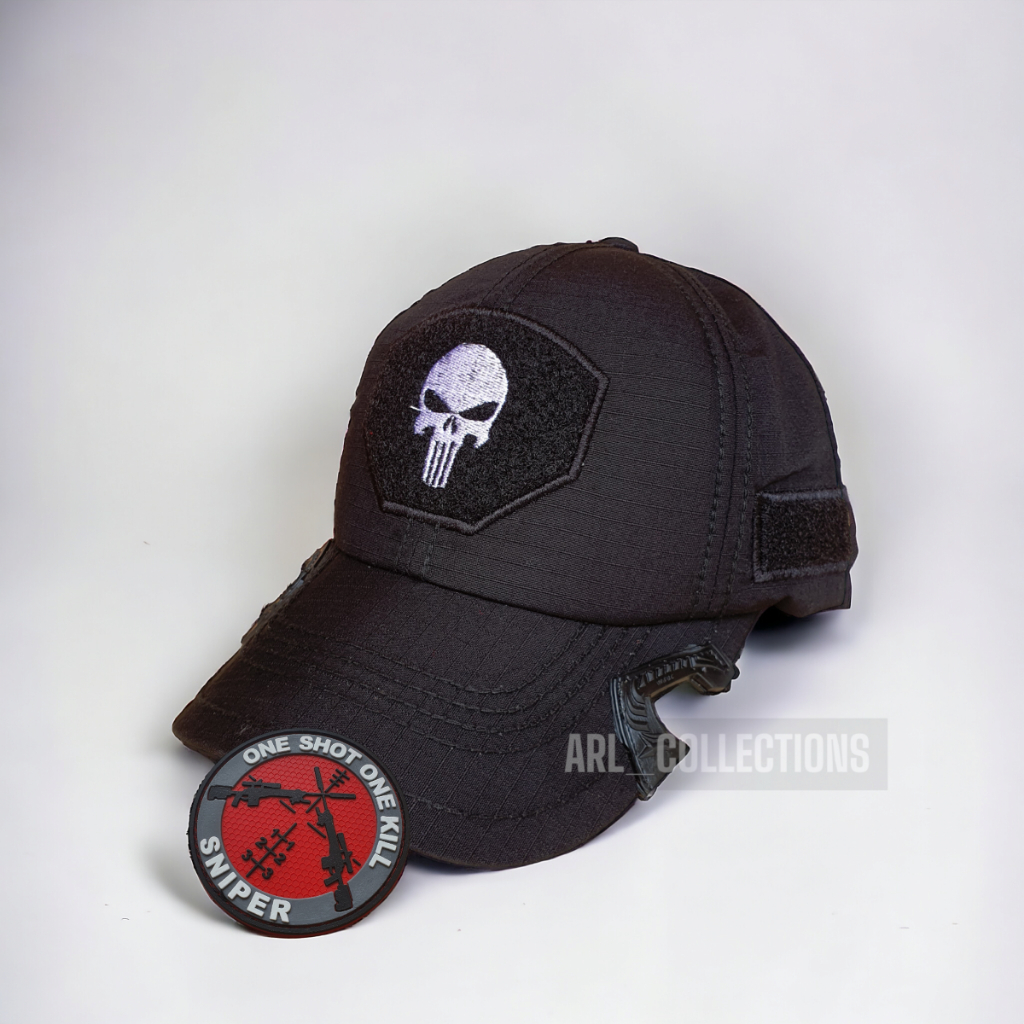 Tactical funisher Black premium baseball Cap free patch rubber caps ...