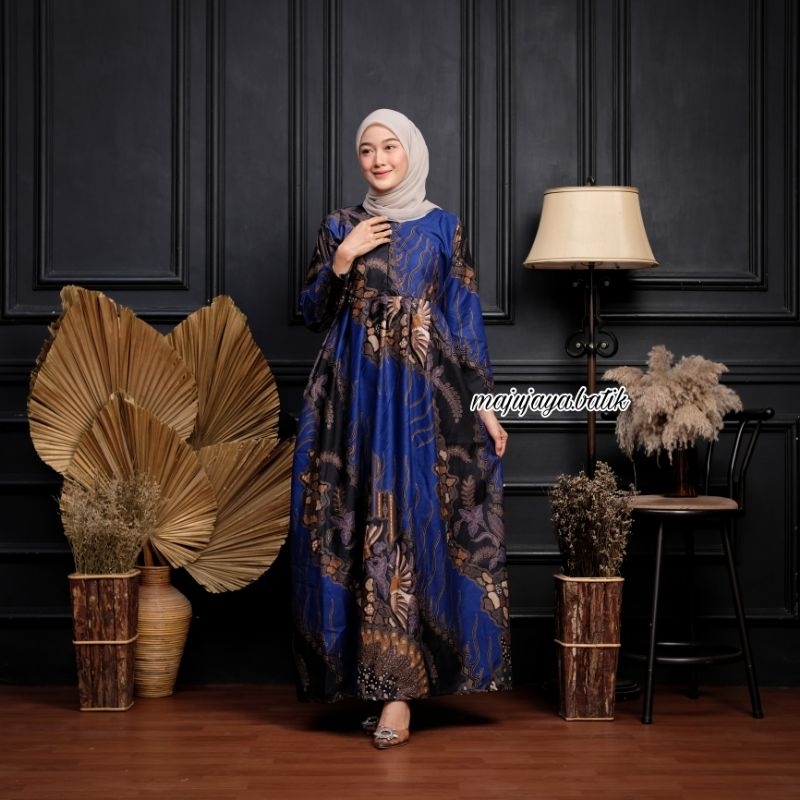 Manuk Tarung Navy Batik Dress With Motif & Complete | Shopee Philippines