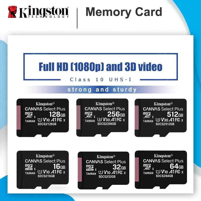 Original Kingston Memory Card Canvas Select Plus Class 10 microSD Card TF 8GB 16GB 32GB 64GB ...