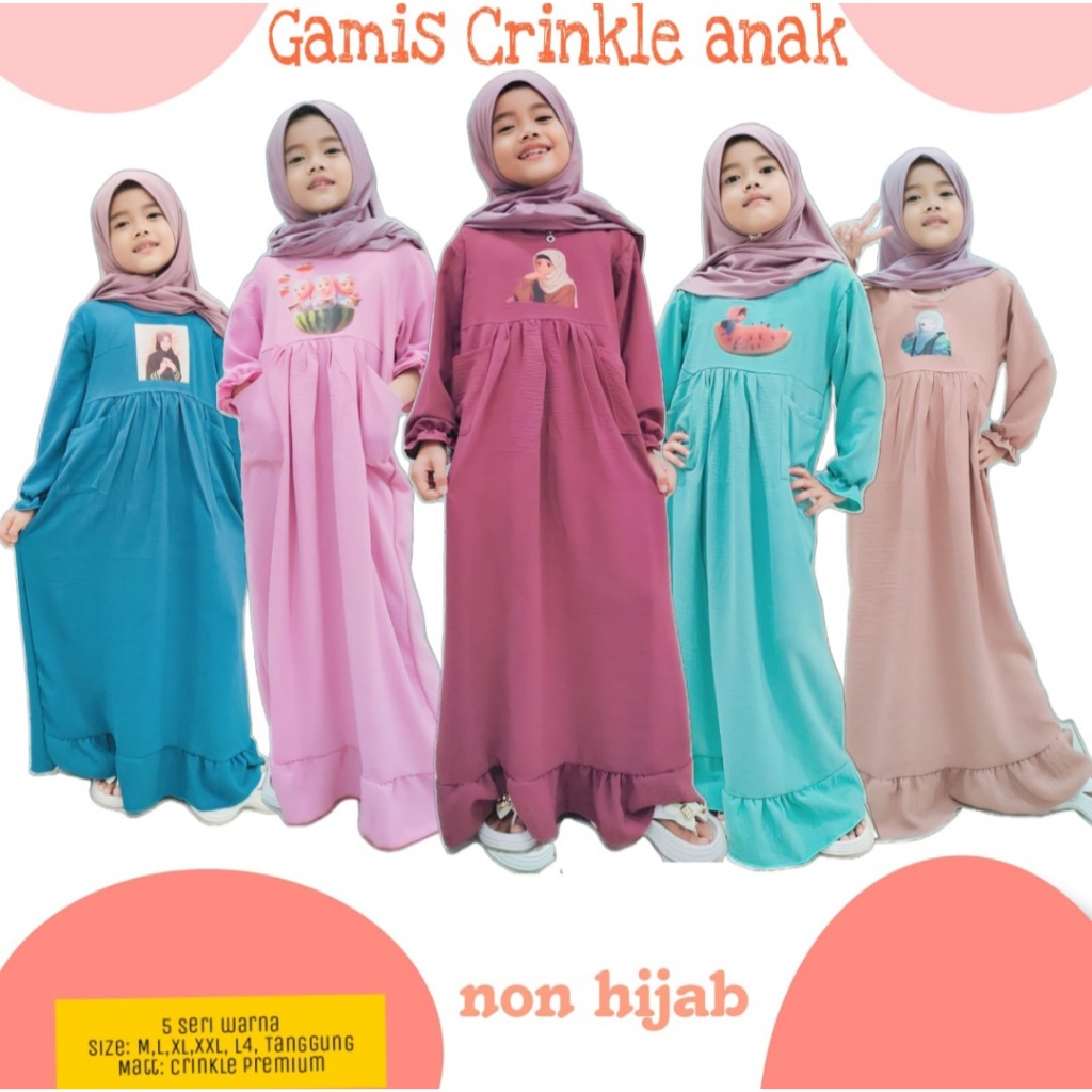 Girls' gamis clothes crinkle gamis for children 4 - 11 YEARS Girls ...