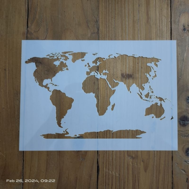 World Map Stencil | World Map Stencil | Sizes A4, A5, A3 | Shopee ...