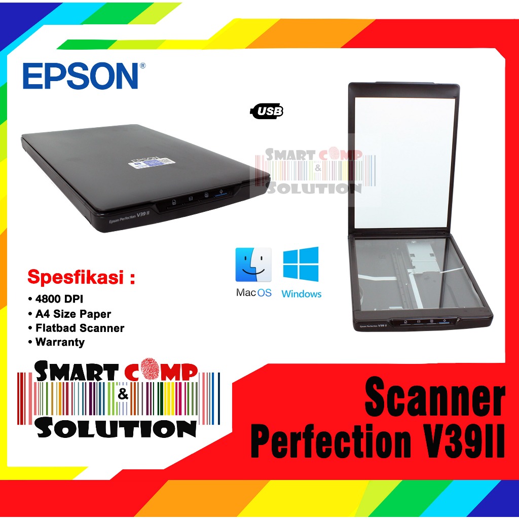 Photo Scanner Epson Perfection V39II/V39-II Flatbed A4 4800DPI Official ...