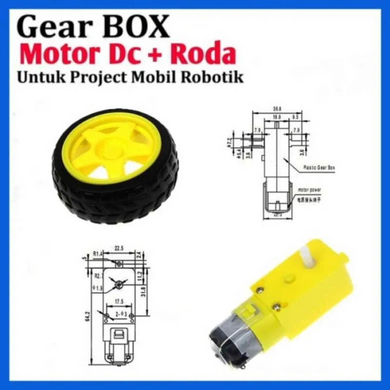 DC GEAR BOX MOTORCYCLE WHEELS SET SMART CAR 1:48 DIY ARDUINO RASPBERRY ...