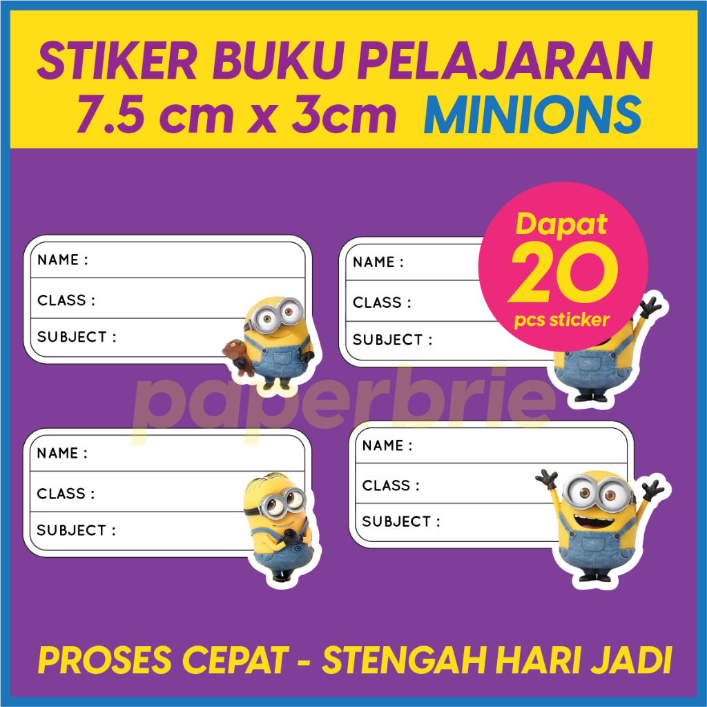 Minion Cute Children's Textbook label Sticker | Shopee Philippines