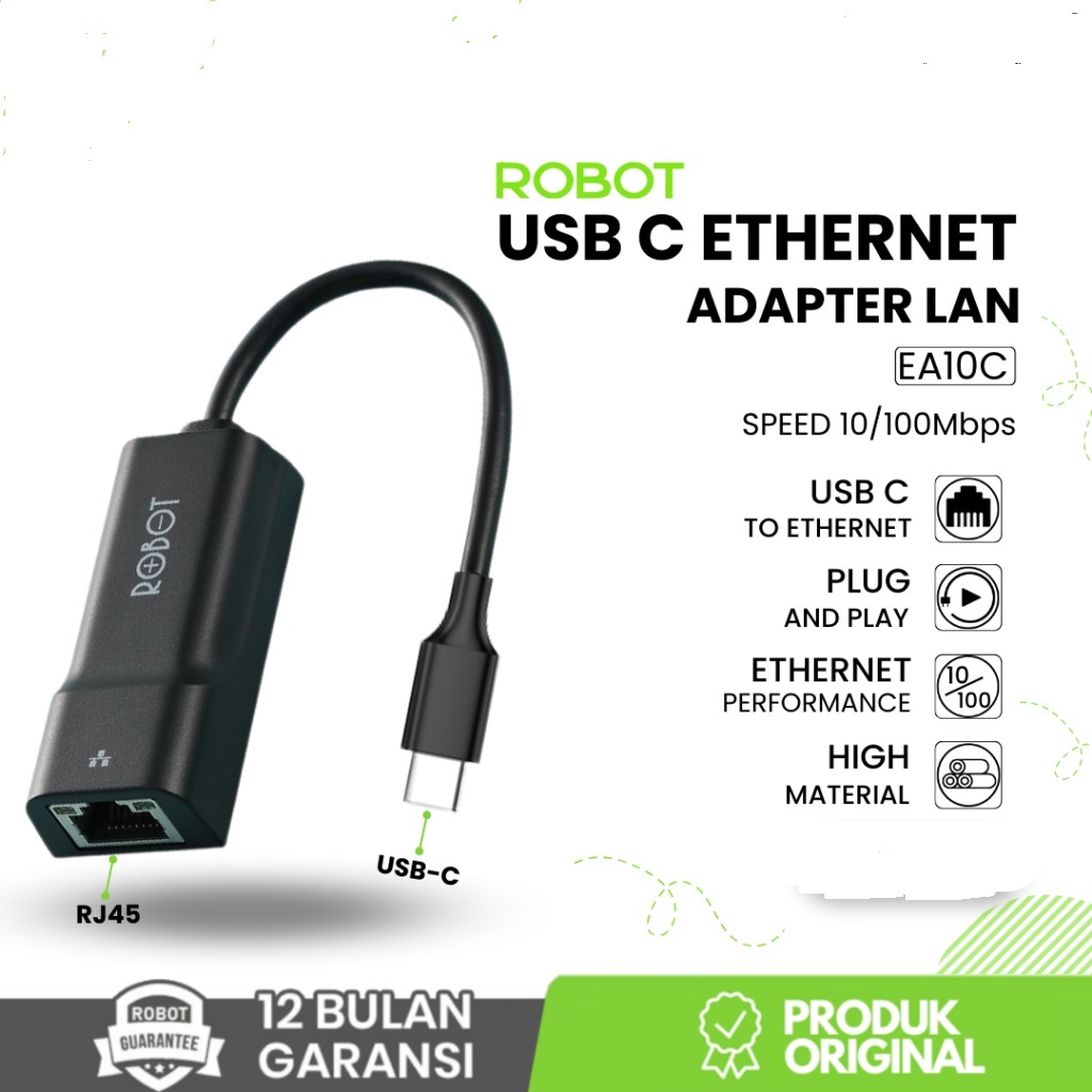 Usb TO LAN ROBOT EA10C Type-C Ethernet Adapter LAN Network RJ45 10/100Mbps | Shopee Philippines