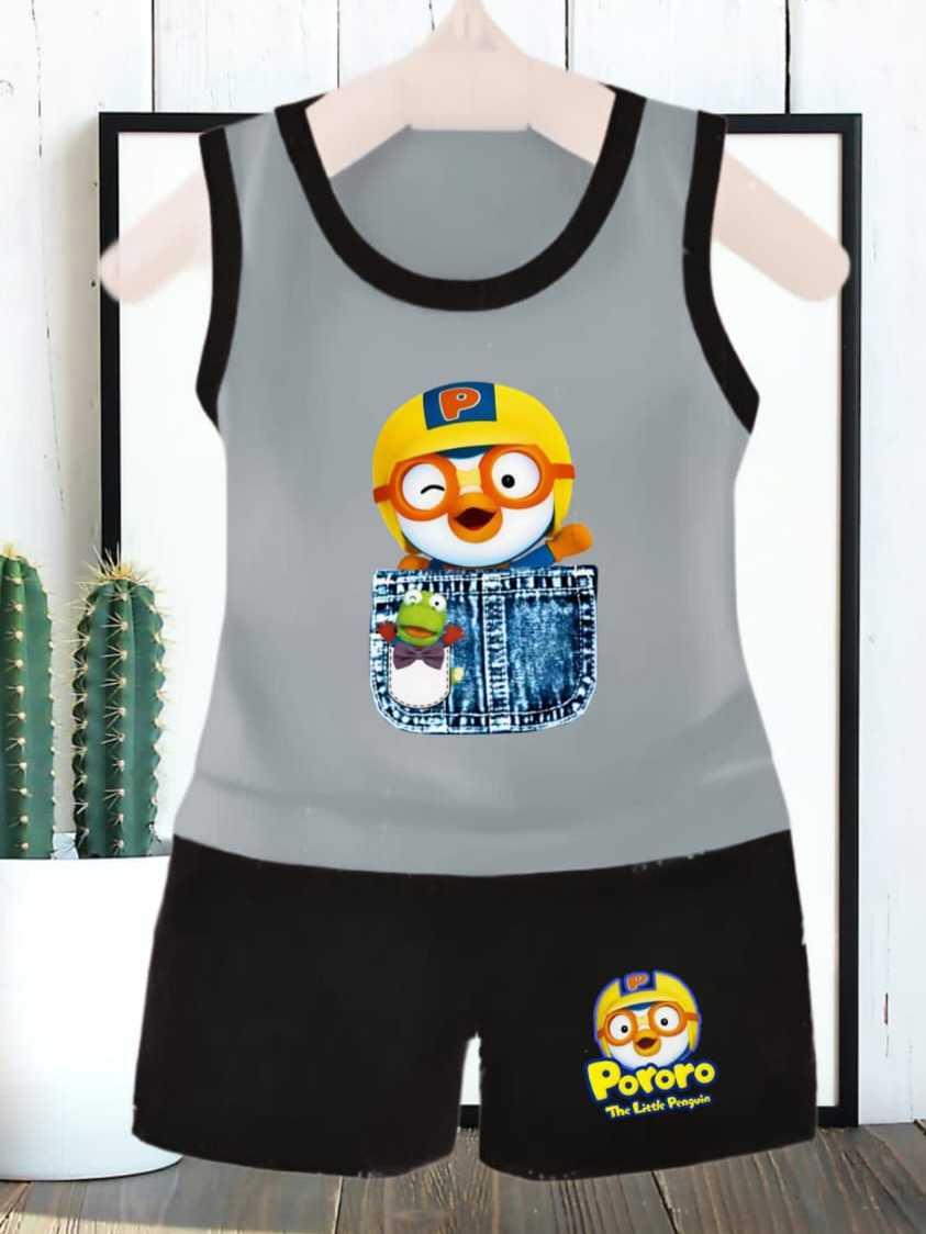 Pororo pocket & frog Character Children's singlet Suit | Shopee Philippines
