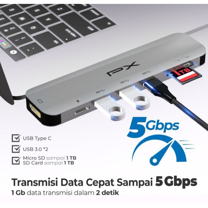 Converter Hub Adapter 7 in 1 Type C 3.1 to HDMI 4K USB PX UCH27 | Shopee Philippines