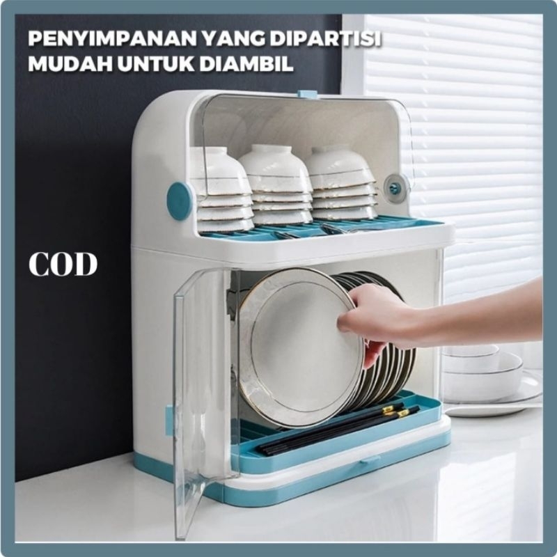 Kitchen glass plate rack with 2 doors, open and close, stacks 2, multi ...