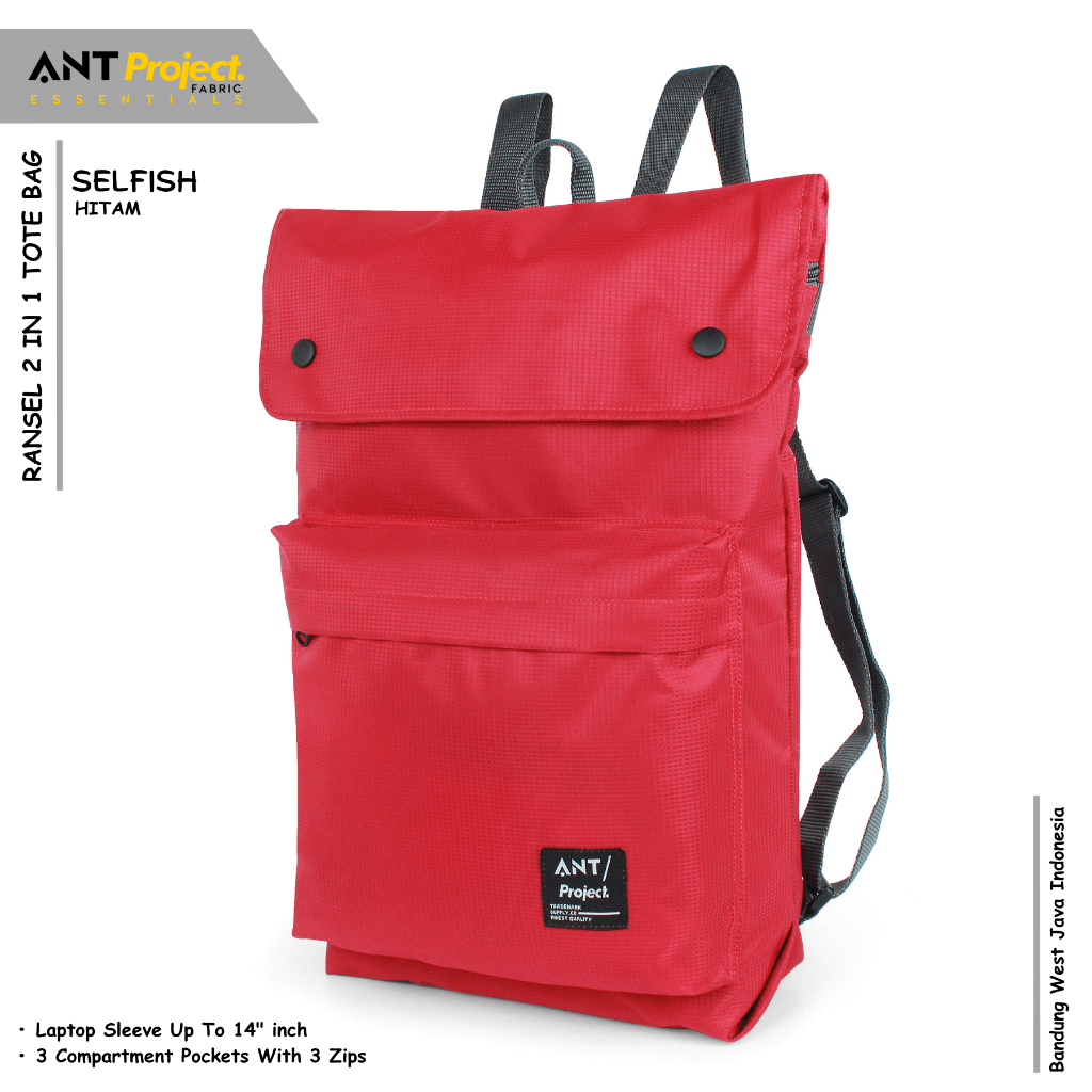 MERAH ANT PROJECT - SELFISH Red Unisex 25L Laptop Slot Backpack ...
