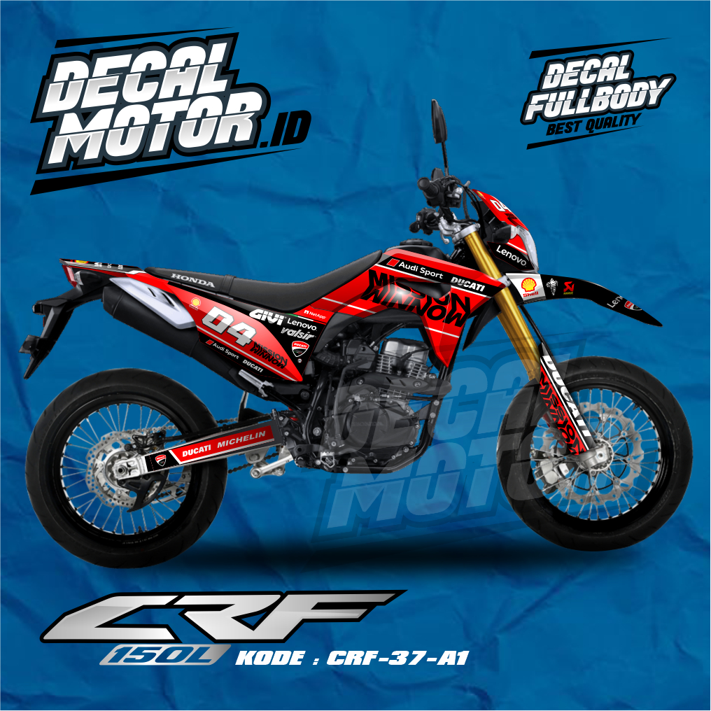 CRF 150 L Custom Mission Red Color Simple Full Body Motorcycle Sticker ...