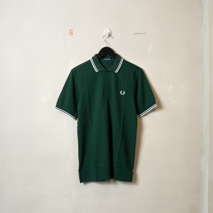 Fred PERRY Polo Shirt White Line in Green (100% Authentic) | Shopee ...