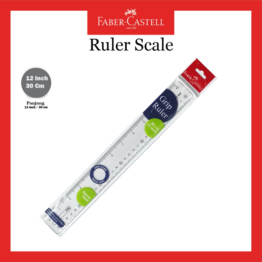 Faber Castell Ruler 30 cm / Thick Hard Plastic / Ruller Scale / Scale ...