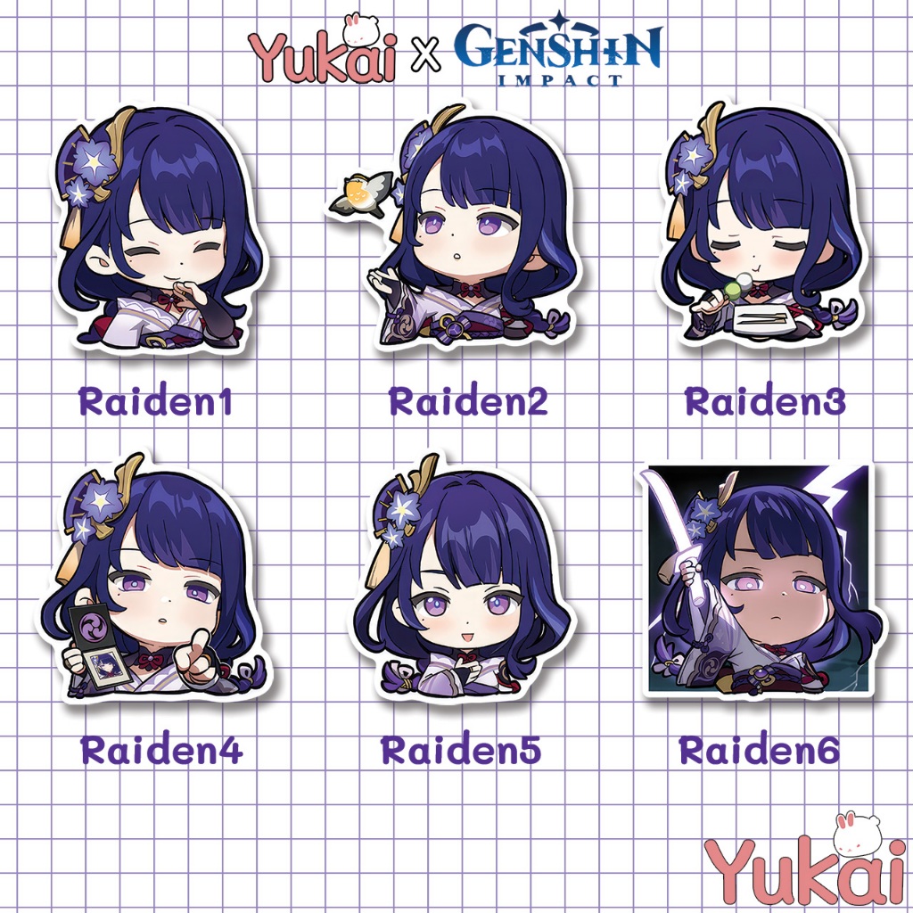 Raiden Shogun Genshin Impact Premium Pack Sticker, Waterproof Anime ...