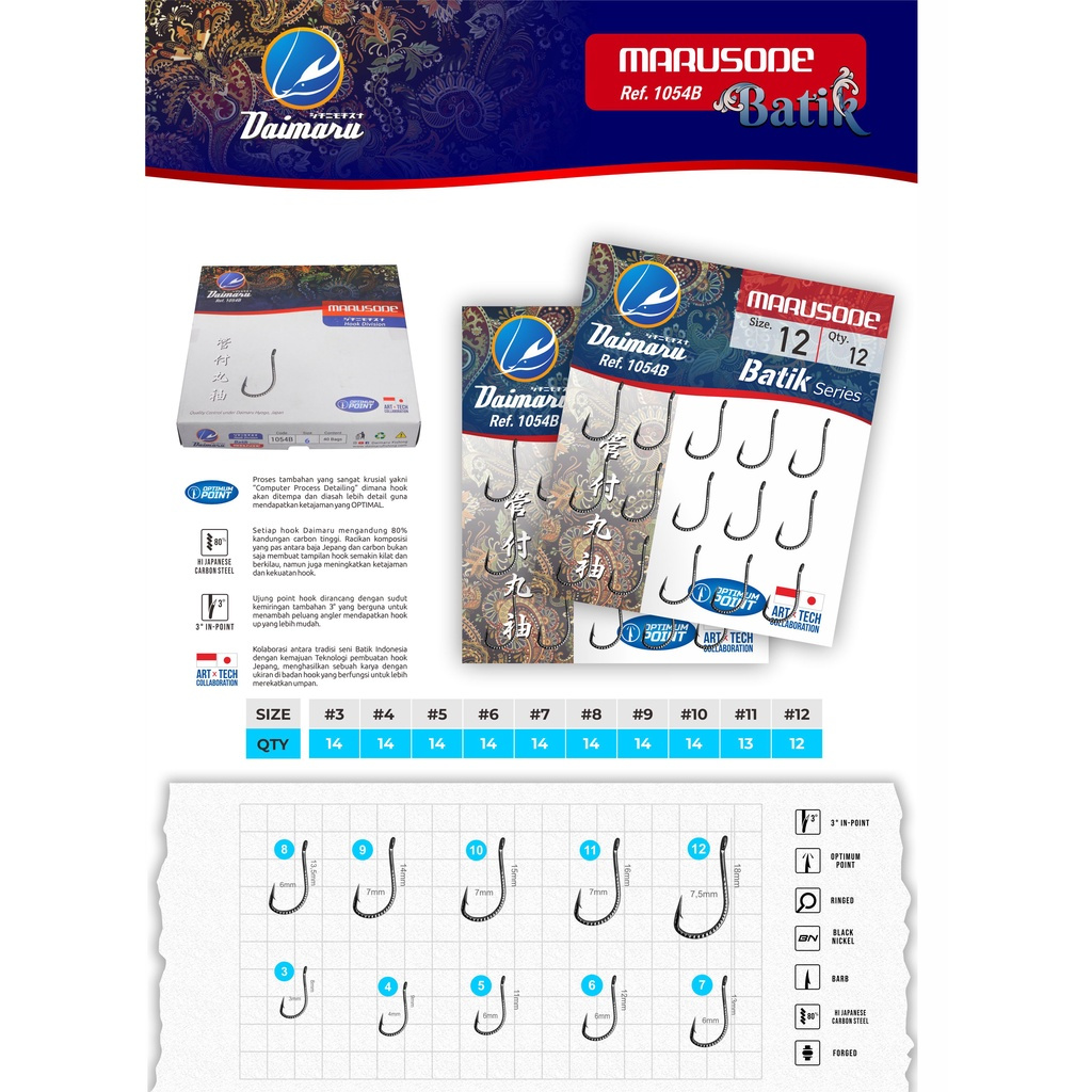 MATA DAIMARU BATIK Series Marusode 1054B Fishing Hook | Shopee Philippines