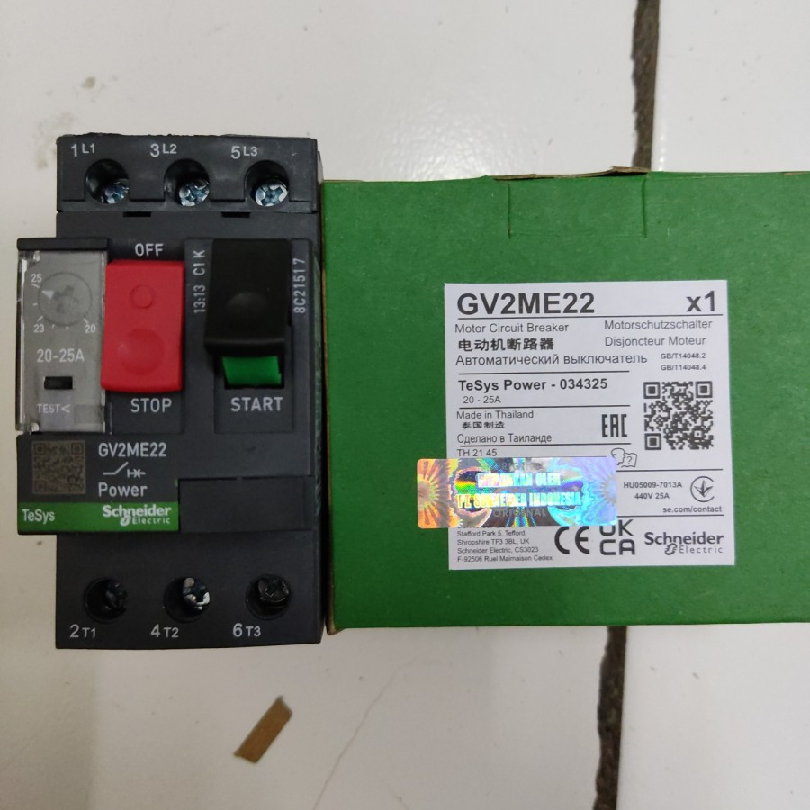 Motor Circuit Breaker Schneider gv2me 22 GV2ME22 20A-25A 11KW | Shopee ...