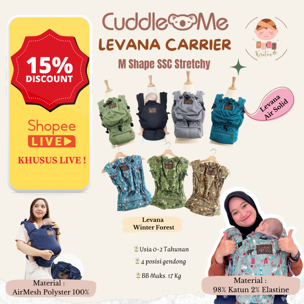 Cuddle Me Levana Carrier Ergonomic Baby Stretchy Carrier SSC Motif ...