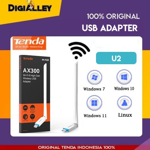 TENDA Tent U2 AX300 Wi-Fi 6 High Gain Wireless USB Adapter Wifi Antenna ...