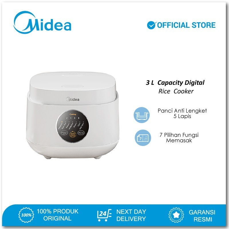 Midea Digital Rice Cooker - MB-FB30M161W-5 Layer and 7 Preset Menu ...