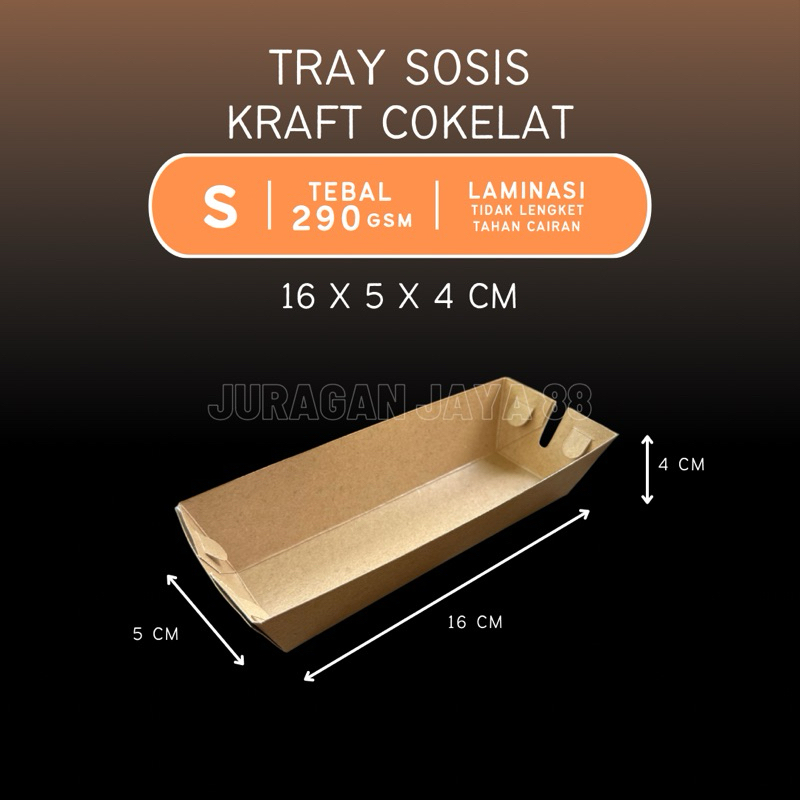 Laminated Brown Kraft Sausage Tray measuring 16x5x4 cm Thickness 290 ...
