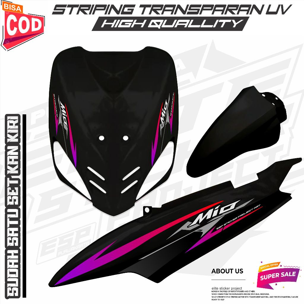 Transparent STRIPING YAMAHA MIO SPORTY / MIO SMILE STICKER LATEST MOTIF ...