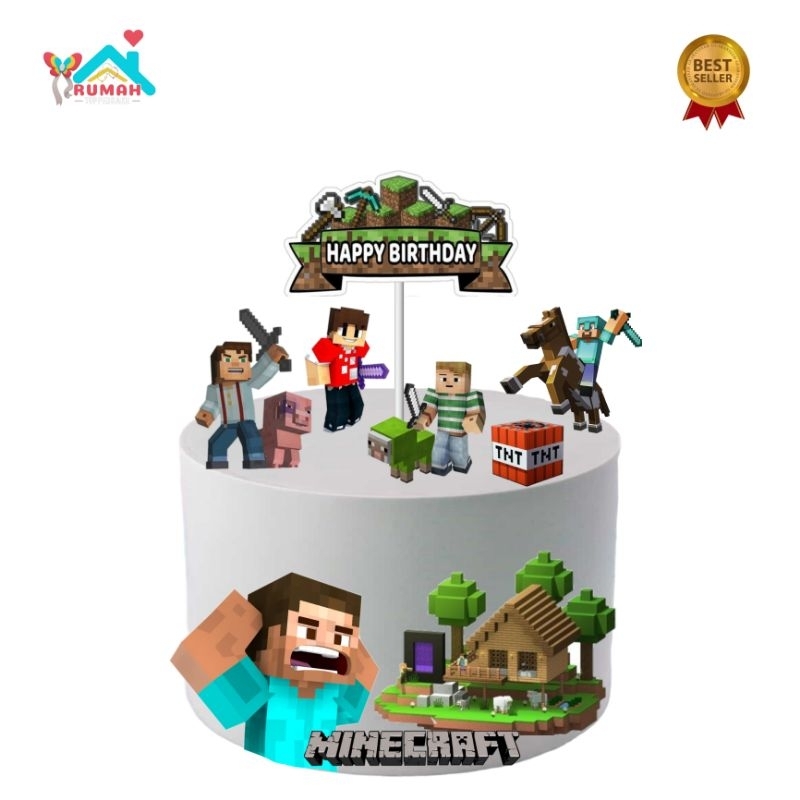 Minecraft character topper/toppercake/birthday cake decoration zoom ...