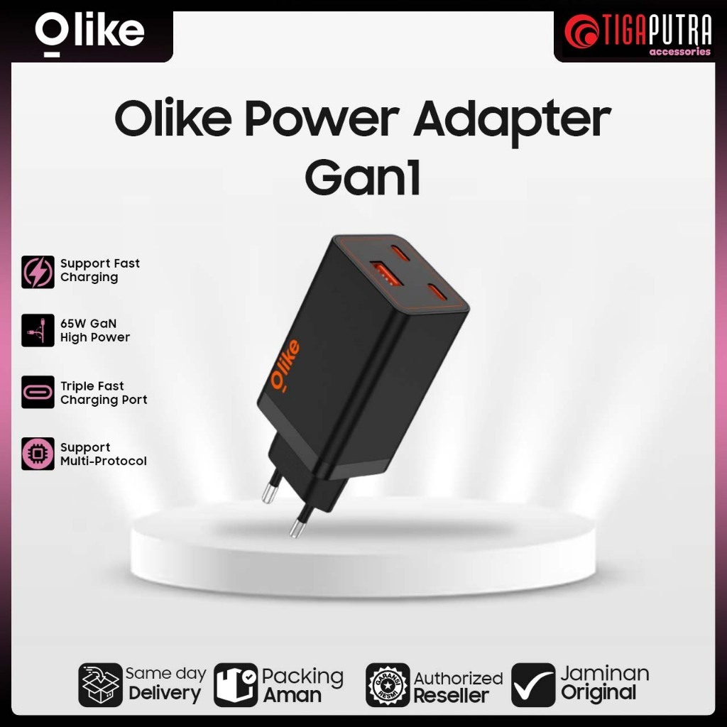 OLIKE GaN1 65W Dual Output Usb-C & Usb-A Adapter Fast Charger Adapter ...